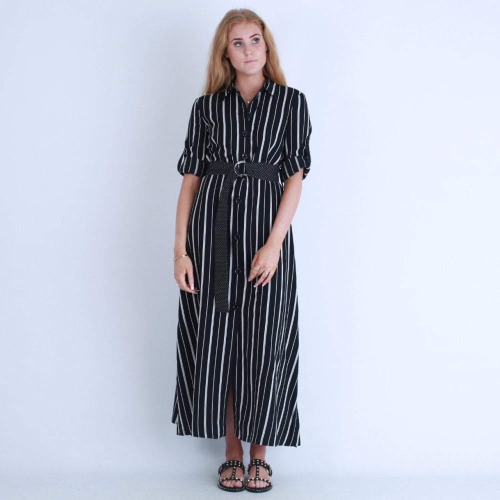 Riani Stripe Maxi Dress With Short Sleeve in Black & White ...