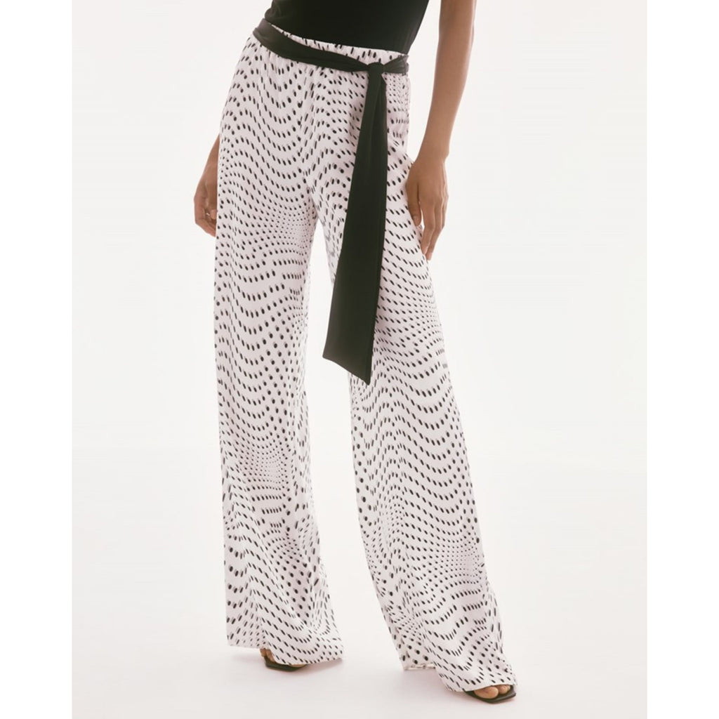 Joseph Ribkoff Polka Dot Illusion Palazzo Pant with Tie Belt - Vanilla ...