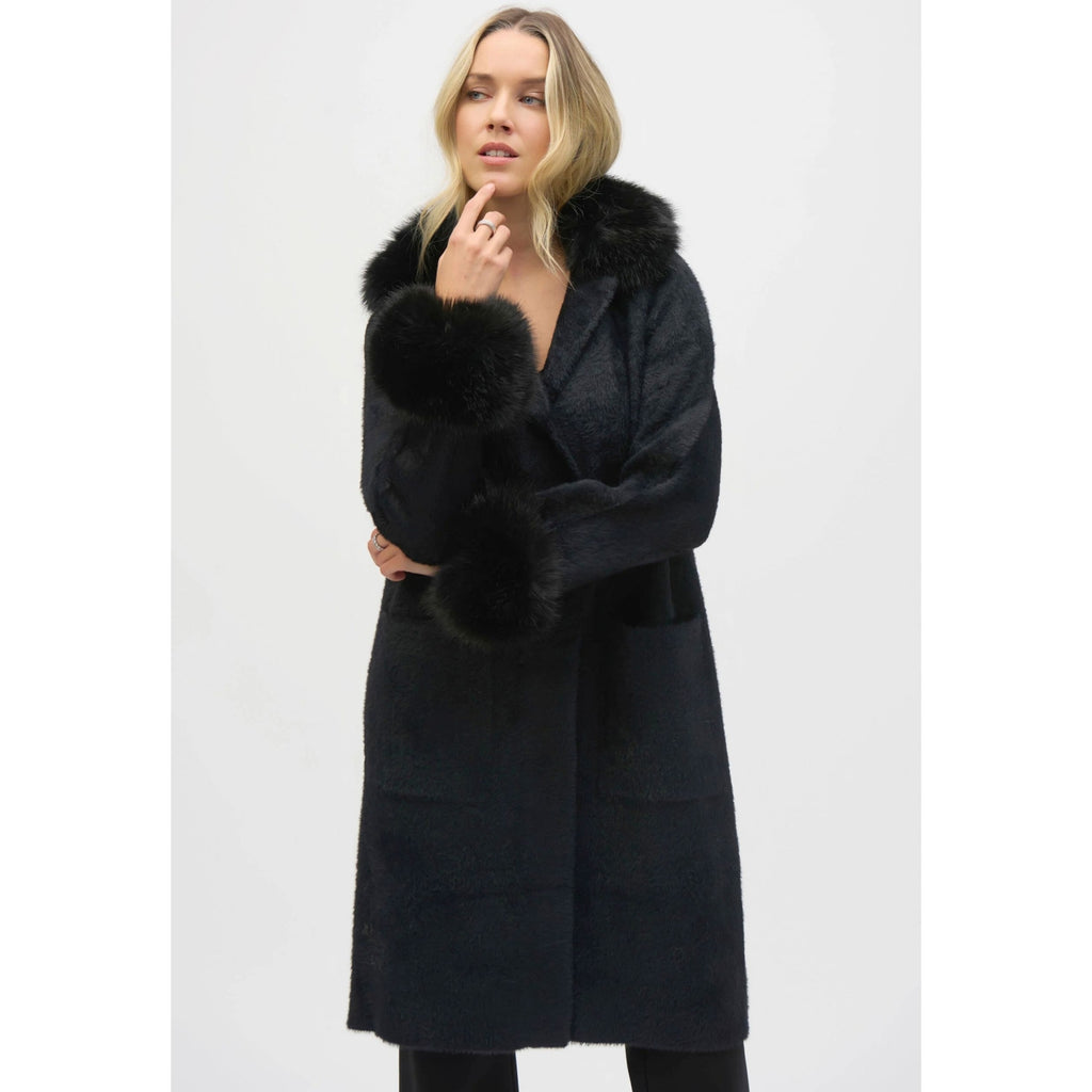 Joseph Ribkoff Coatigan With Faux Fur Collar And Cuff Black 11 ...