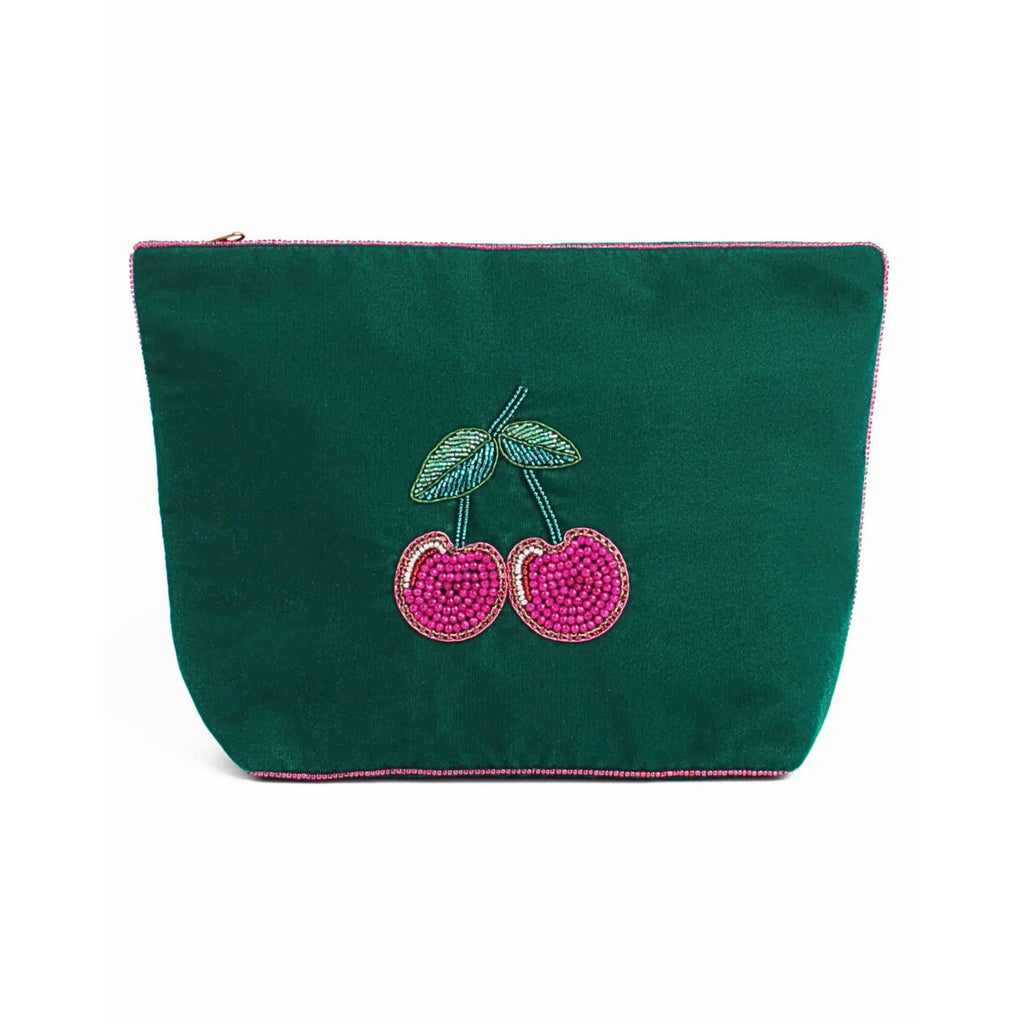 My Doris Beaded Cherry Large Velvet Pouch Emerald – SisterOnlinestore