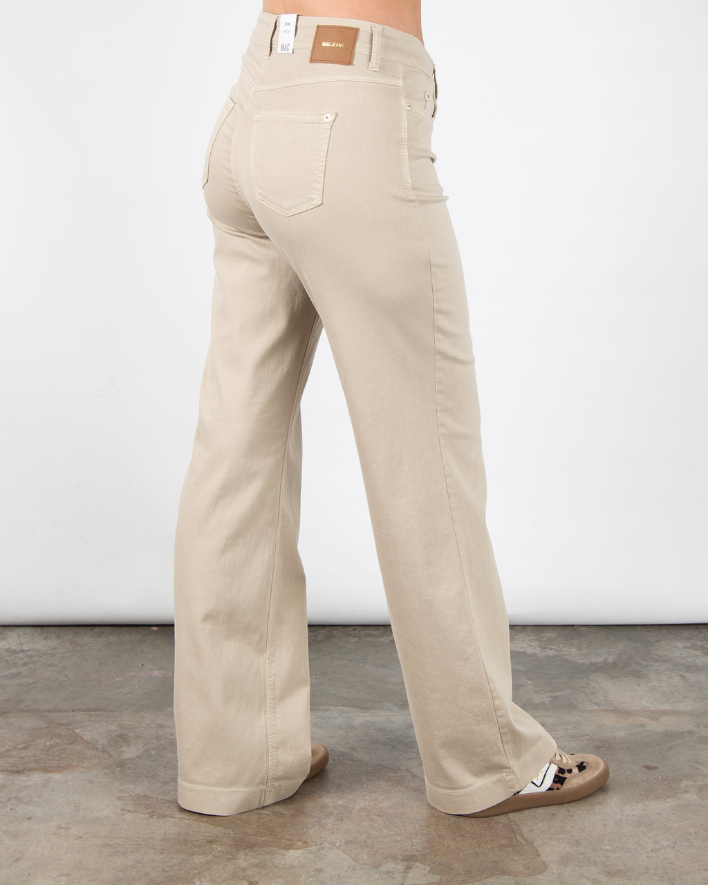 Mac Wide Leg Super Lightweight Stretch Denim Jean 214W Beige 34L ...