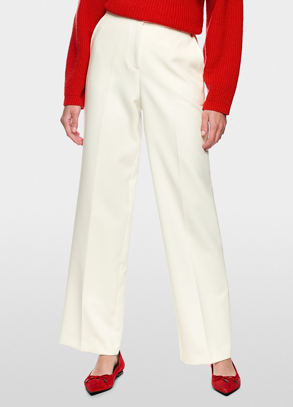 Marc Cain Wukari Wide Leg High Waist Smart Trouser Off White ...